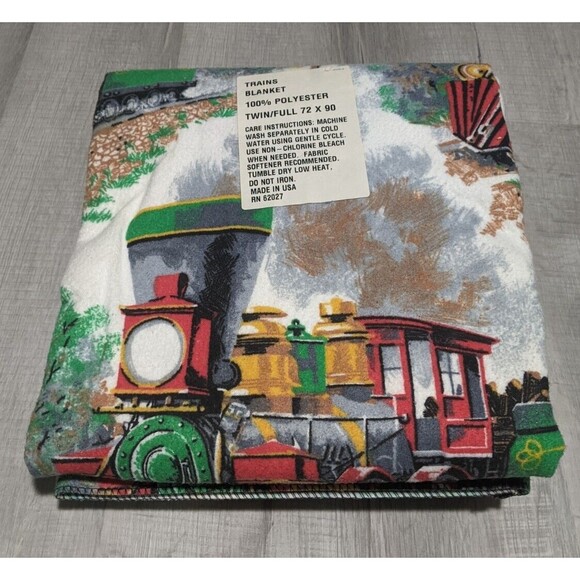 Bedding | New Vintage Trains Locomotive Train Blanket Twinfull 72 X 9 ...
